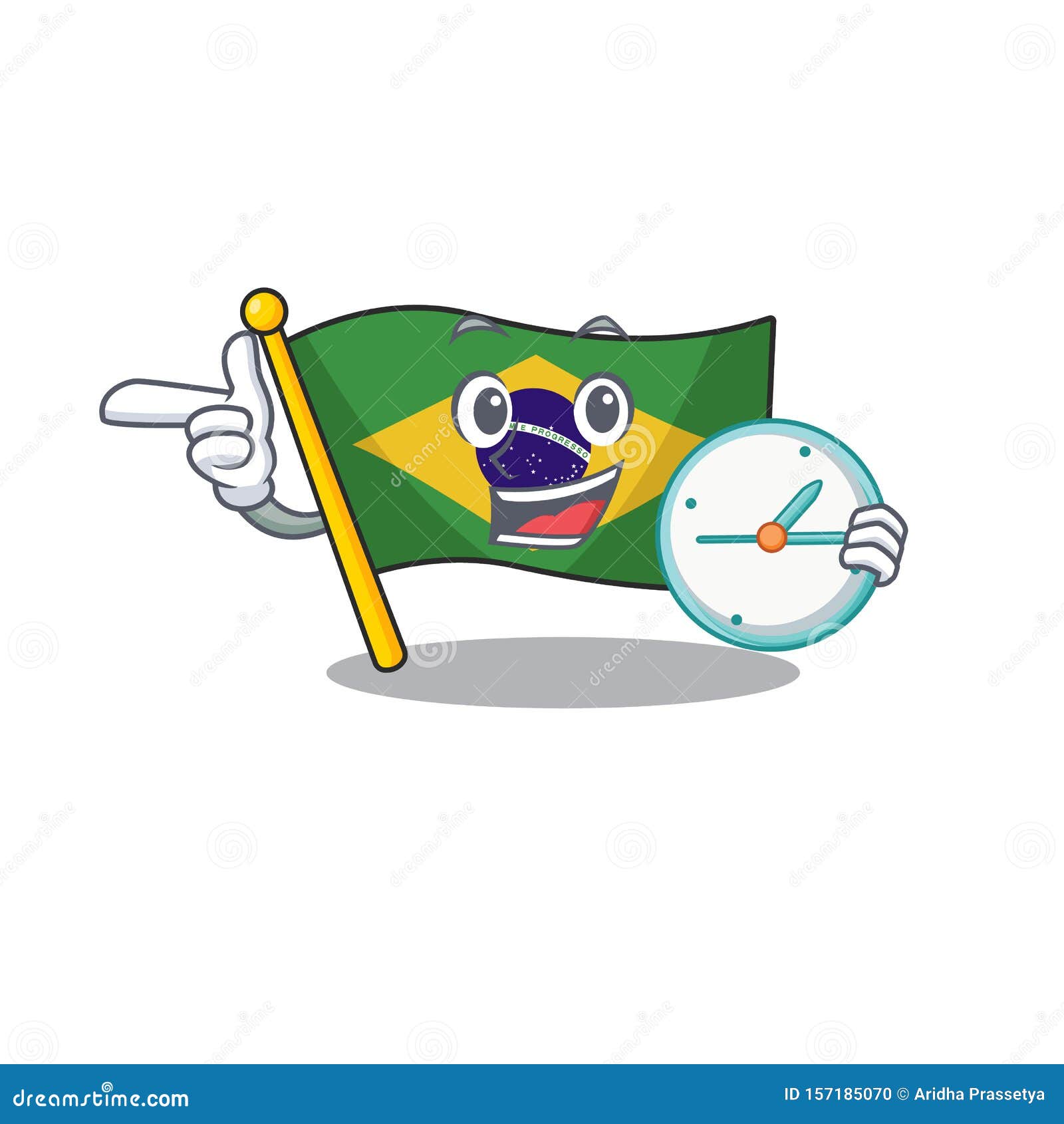 With Clock Flag Brazil Isolated with the Cartoon Stock Vector ...
