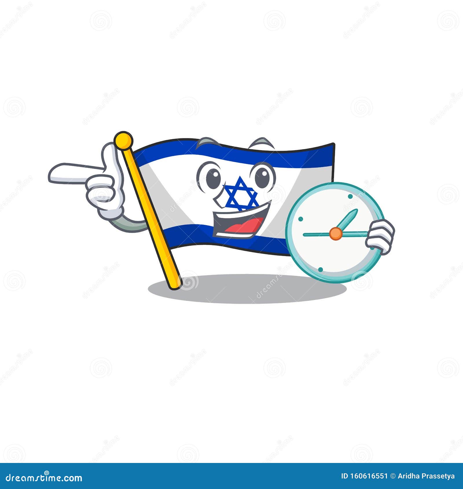With Clock Flag Israel Flown on Mascot Pole Stock Vector - Illustration ...