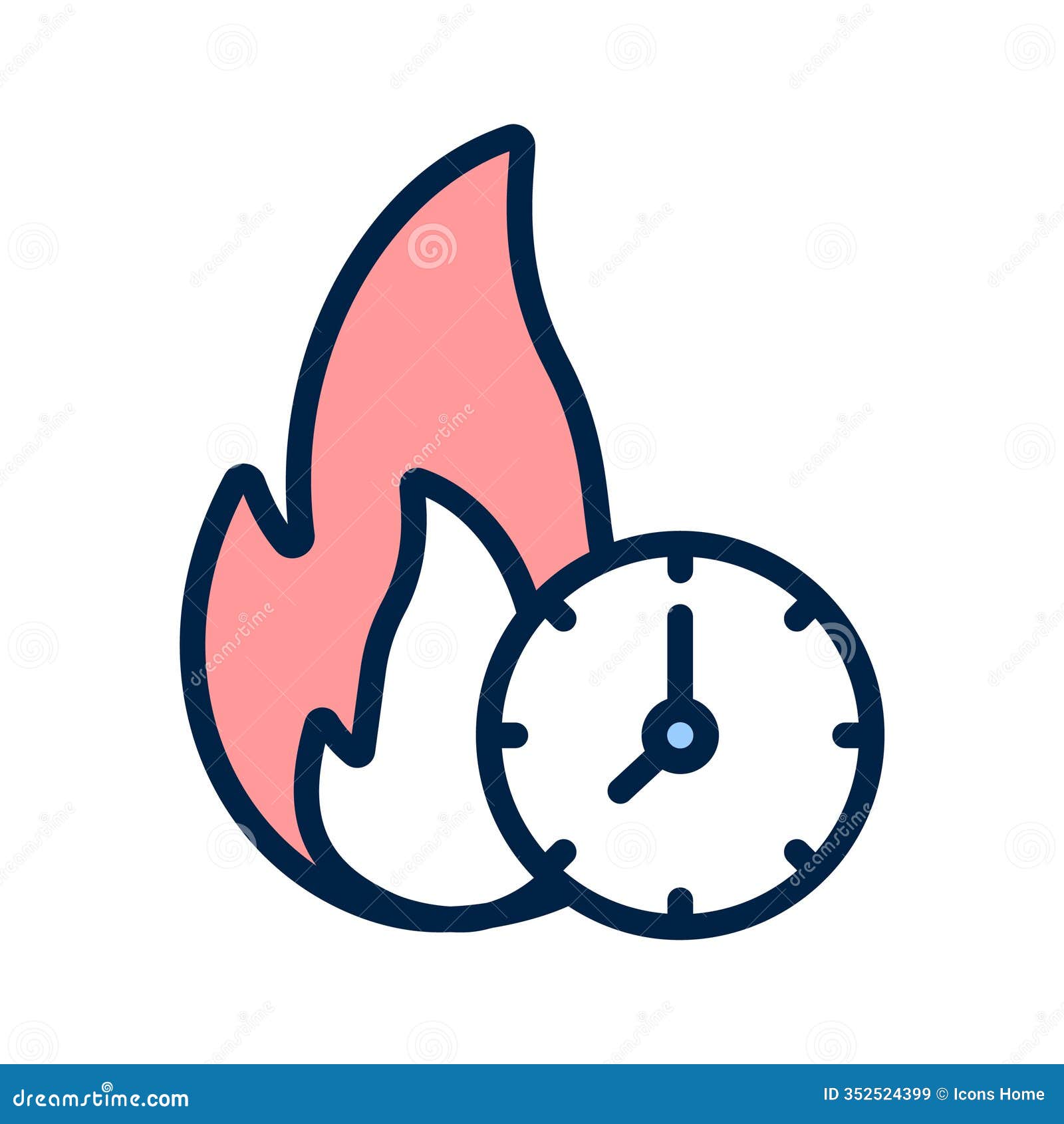 Clock with Flames Indicating Urgent or Peak Time Stock Illustration ...