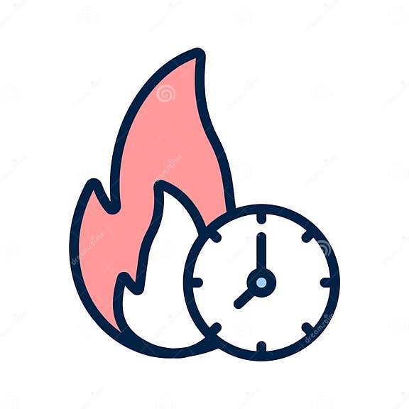Clock with Flames Indicating Urgent or Peak Time Stock Illustration ...