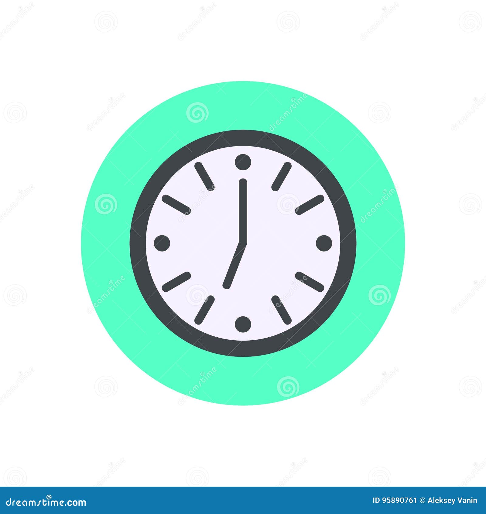 Clock Flat Icon. Round Colorful Button, Time Circular Vector Sign, Logo ...