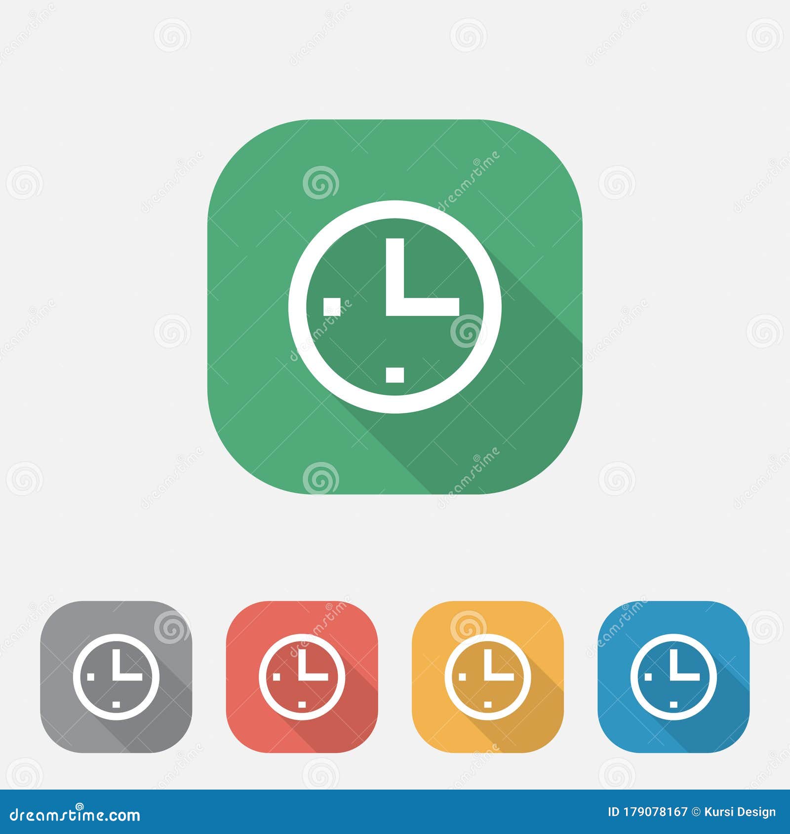 Clock flat icon stock vector. Illustration of button - 179078167