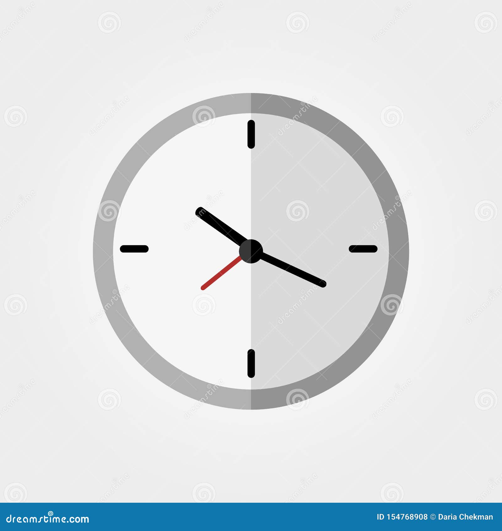 Clock Flat Icon on a White Background Stock Illustration - Illustration ...