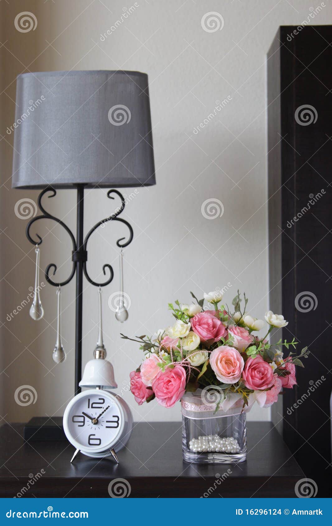 Clock and flower stock photo. Image of leather, background - 16296124