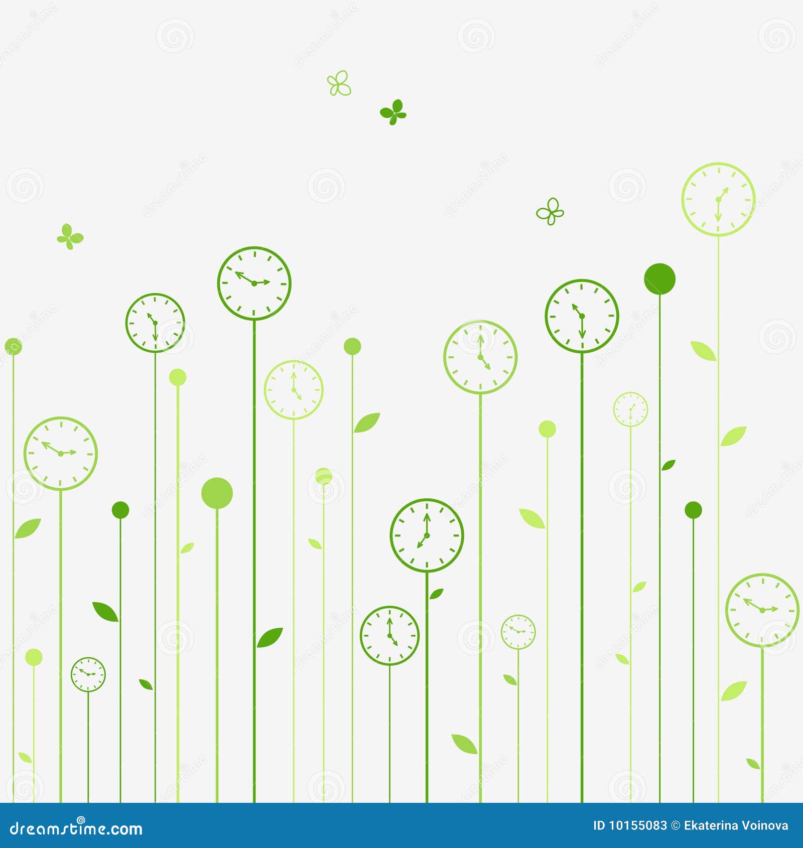 Clock flowers stock vector. Illustration of leaf, future - 10155083