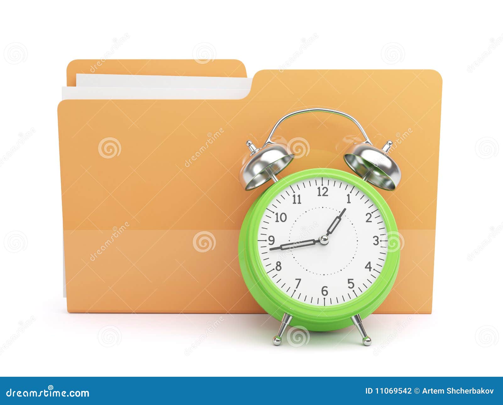 Clock and Folder Concept stock illustration. Illustration of document ...