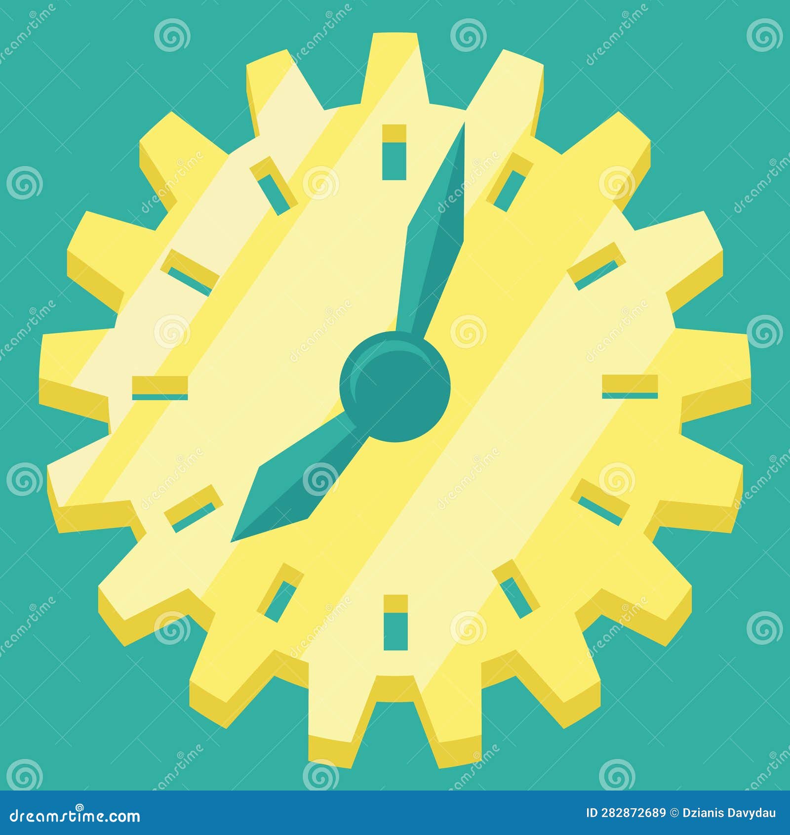 Clock in Form of Cogwheel Vector Flat Icon Stock Vector - Illustration ...