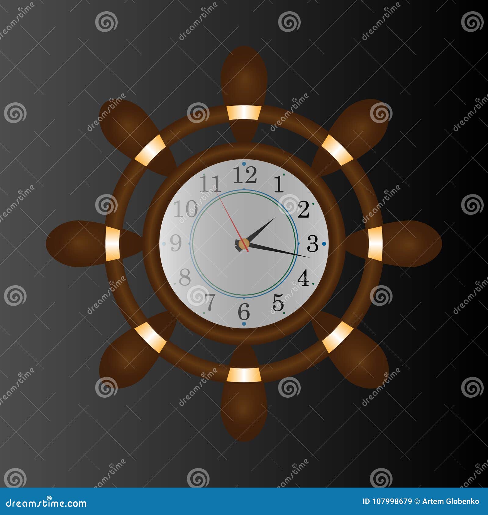 Clock in the Form of a Wheel. Stock Vector - Illustration of design ...