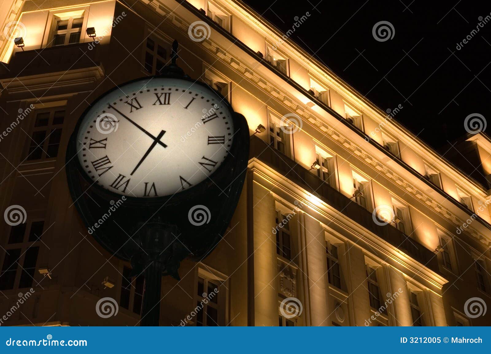 Clock in Front of the Hotel Stock Image - Image of slovakia, street ...