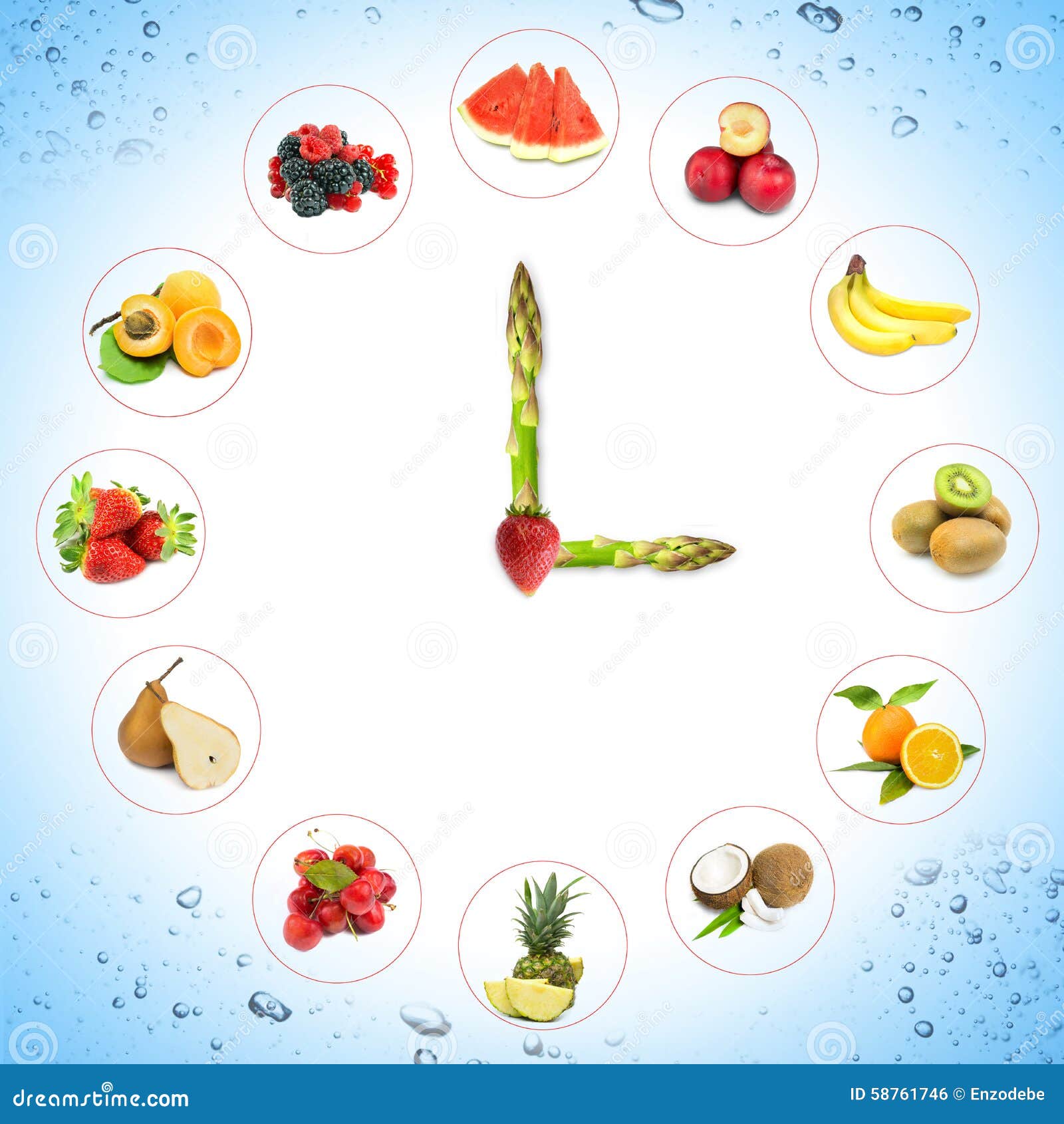 Clock with Fruits and Vegetables Stock Photo - Image of kiwi, time ...