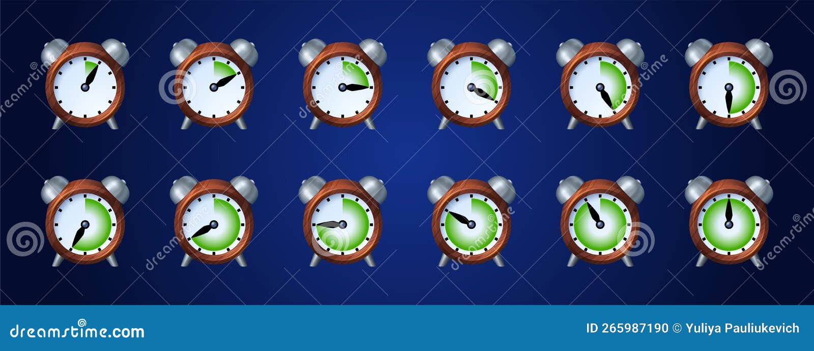 Clock Game Icons, Time Animation Sprite Sheet Stock Illustration ...