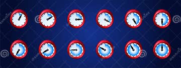 Clock Game Icons, Time Animation Sprite Sheet Stock Vector ...