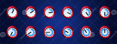 Clock Game Icons, Time Animation Sprite Sheet Stock Vector ...