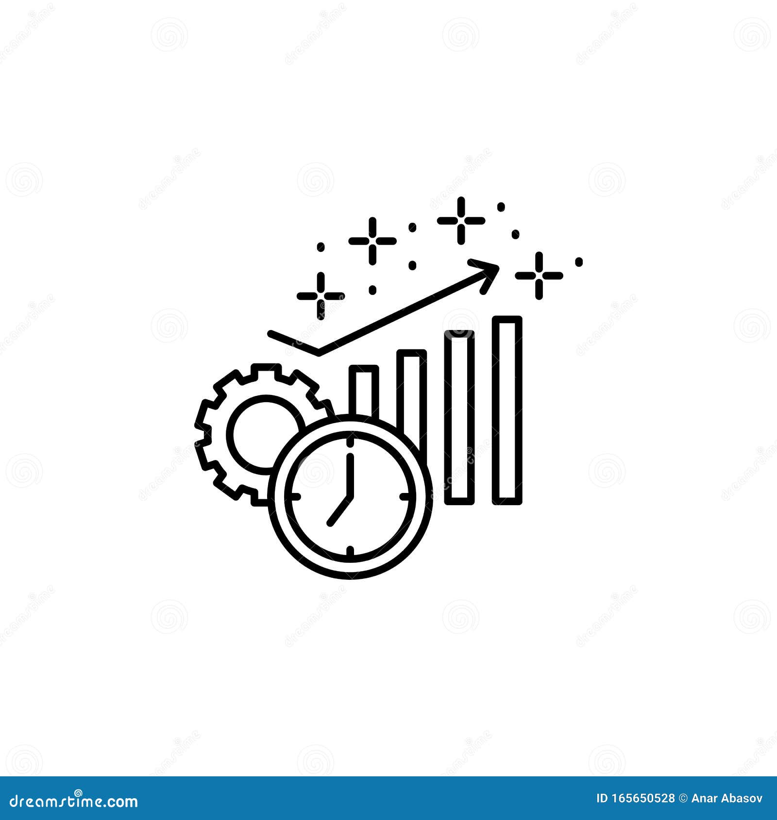 Clock Gear Chart Icon. Element Of Management Icon Stock Illustration ...