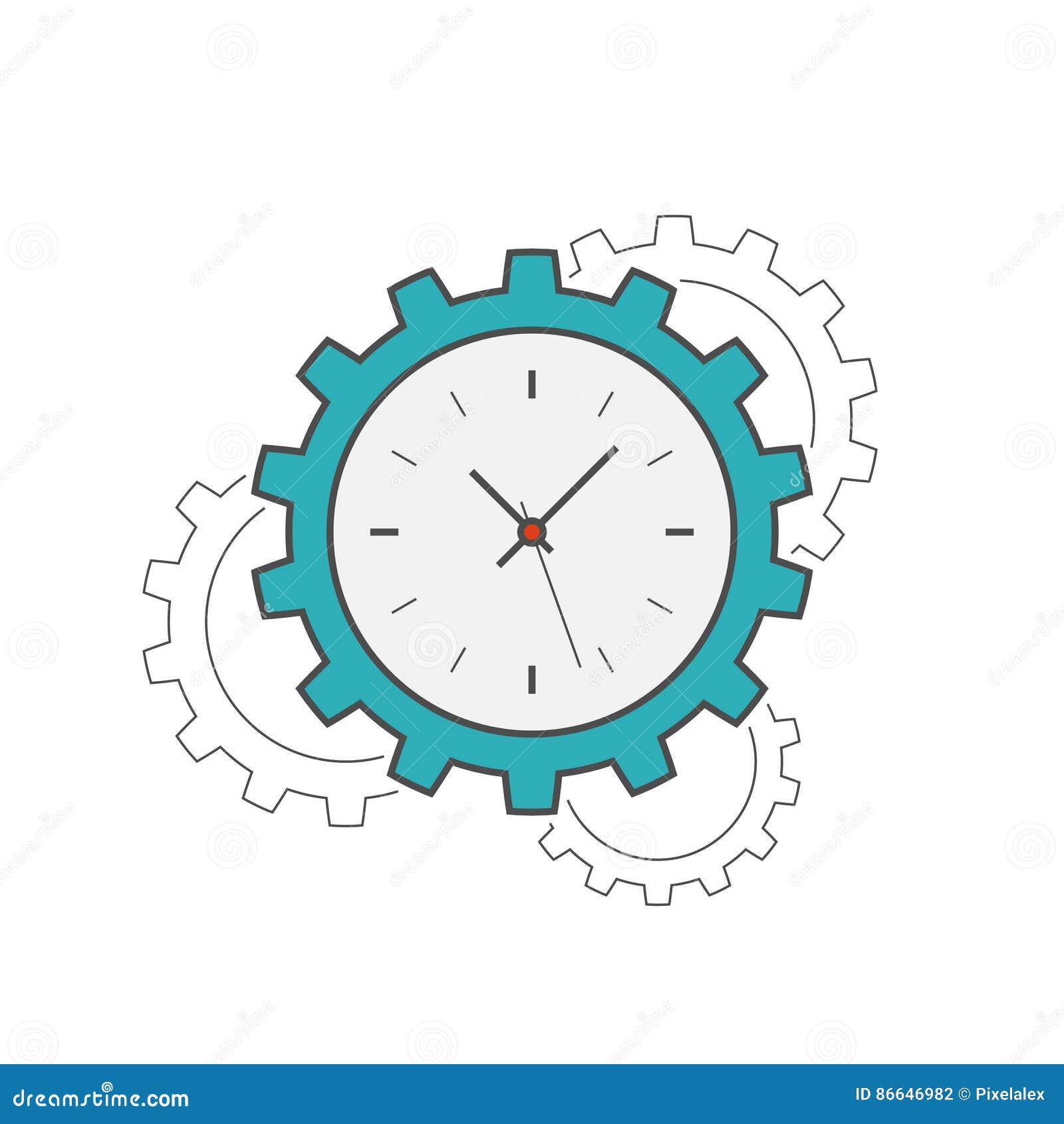 Clock gear flat line icon stock vector. Illustration of element - 86646982