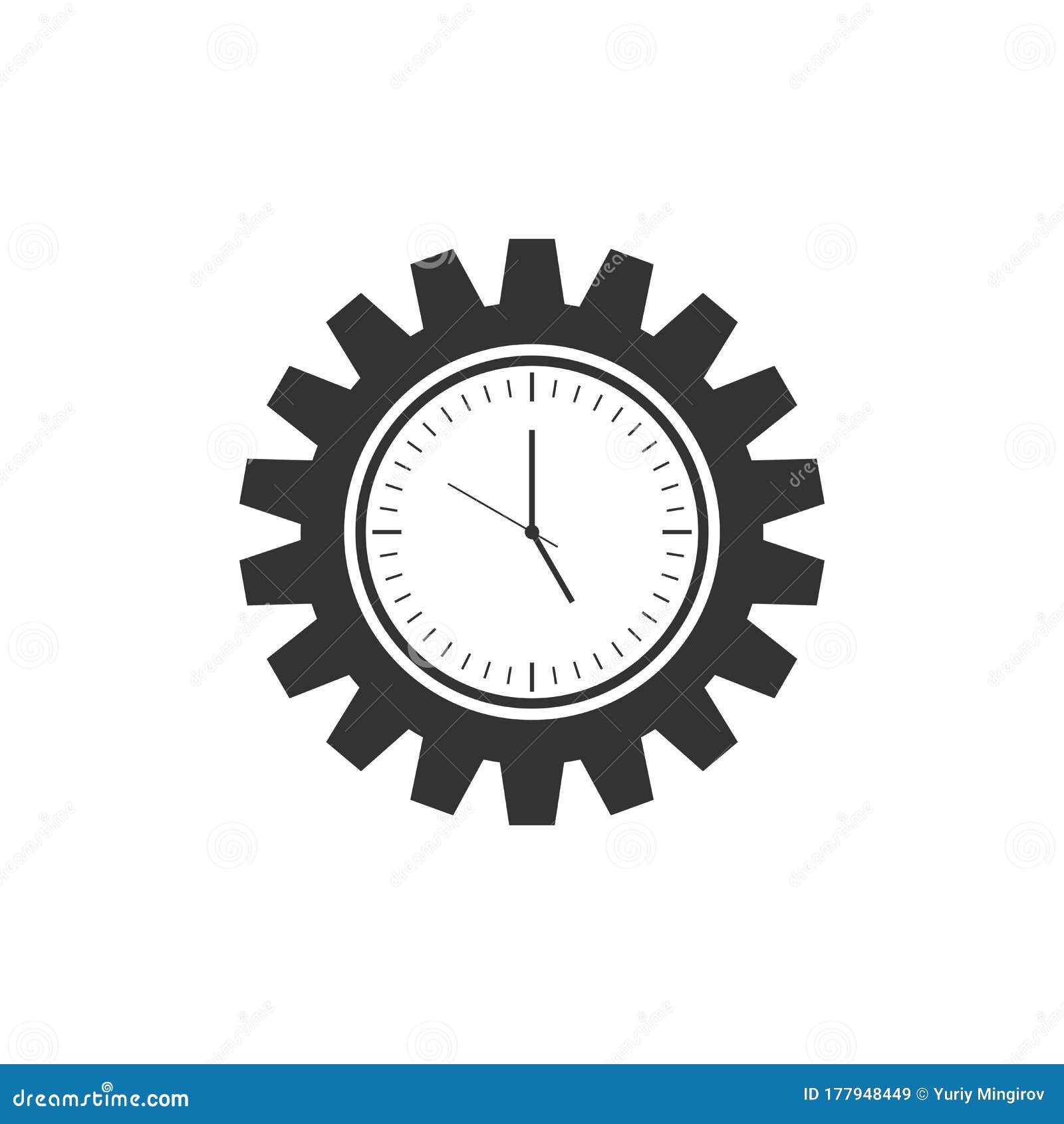 Clock Gear Icon Isolated. Time Management Symbol Stock Vector ...