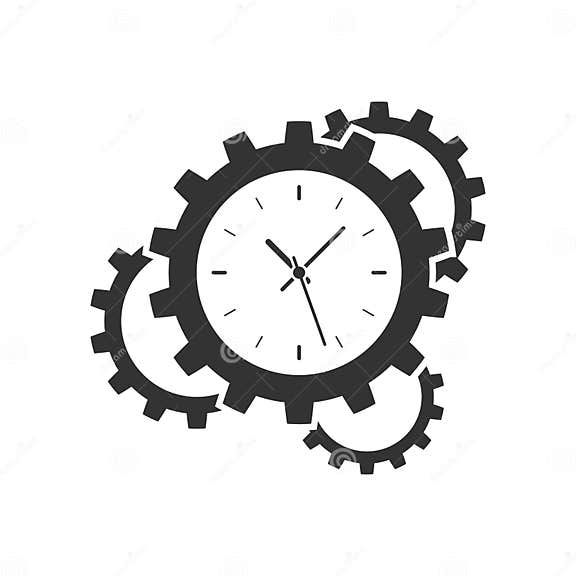 Clock gear icon stock vector. Illustration of cogwheel - 85636223
