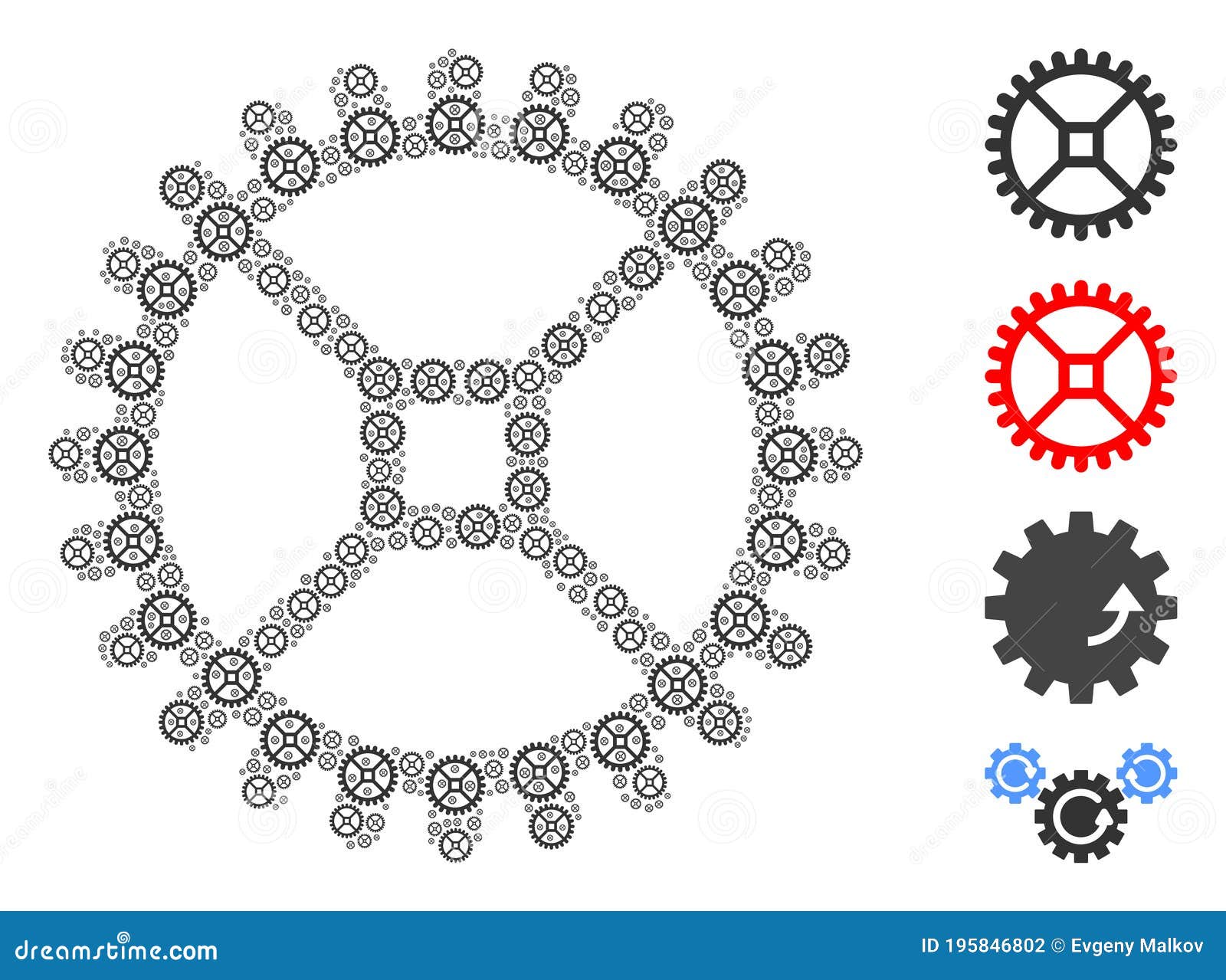 Clock Gear Recursion Collage of Self Icons Stock Vector - Illustration ...