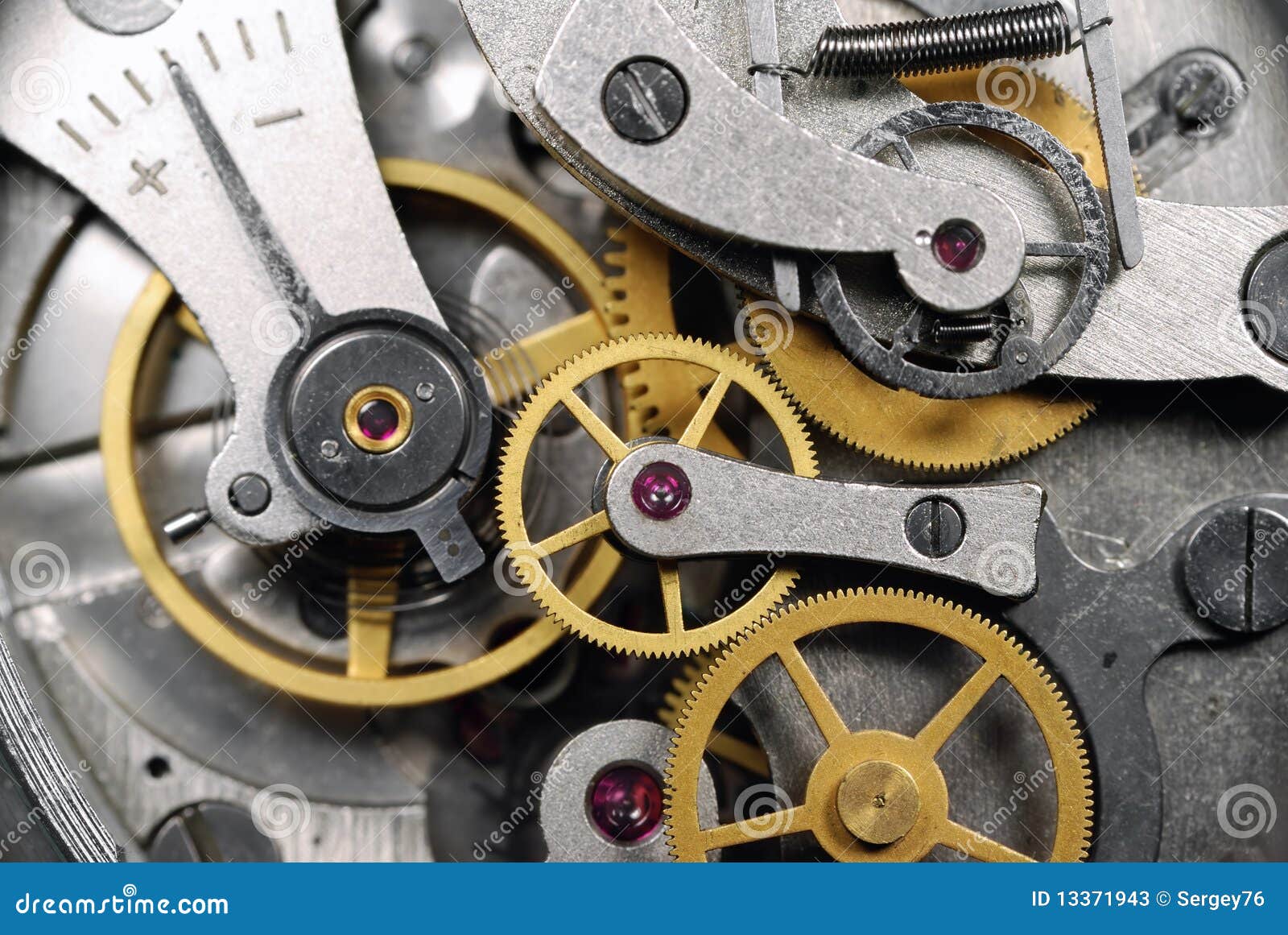 Clock Gear with Ruby Stones Closeup Stock Image - Image of object ...