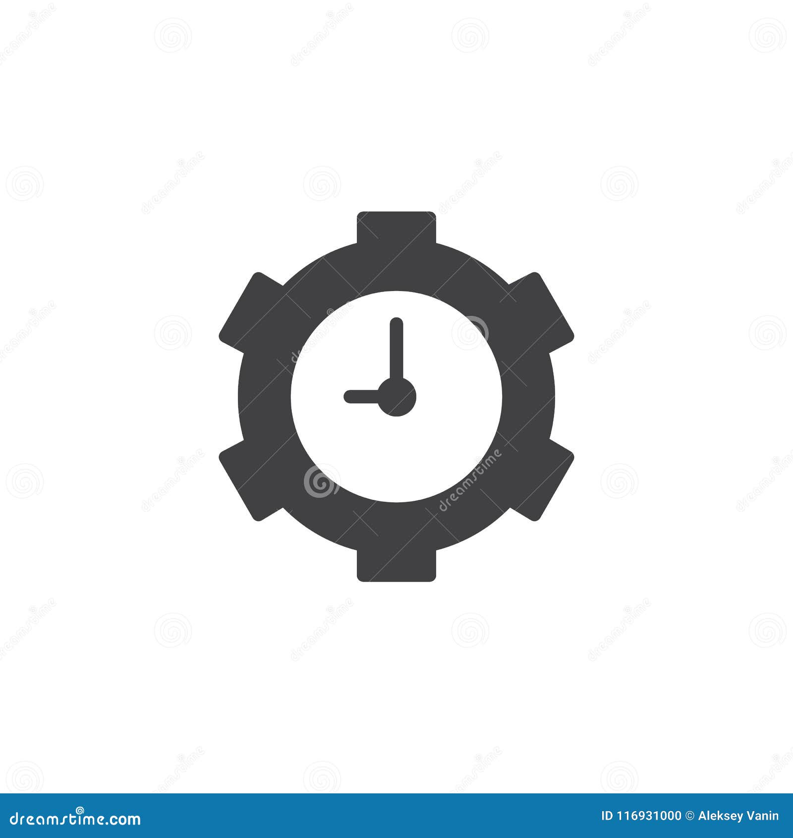 Clock in gear vector icon stock vector. Illustration of flat - 116931000