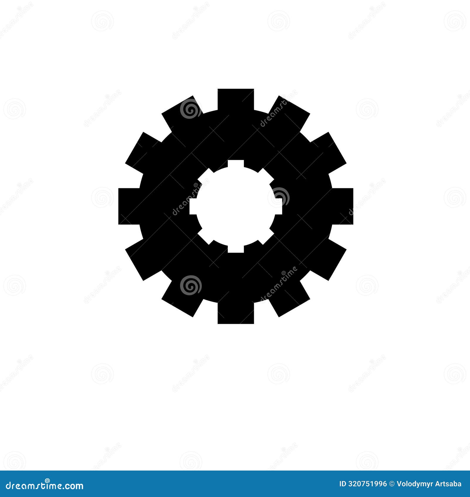 Clock Gear Icons. Black And White. Vector Time Symbols. Mechanical ...