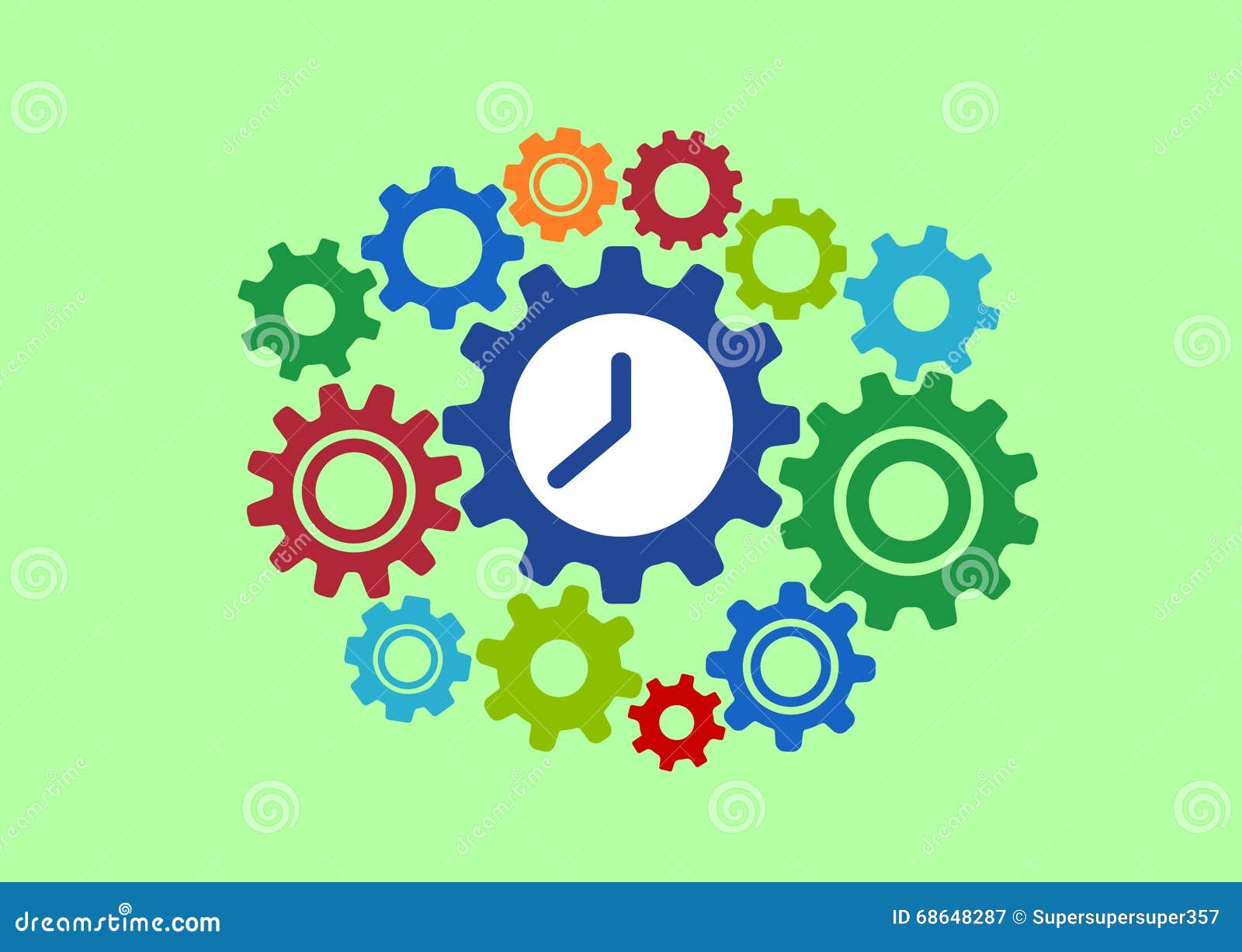 Clock in Gears Abstract Concept Colorful Stock Vector - Illustration of ...