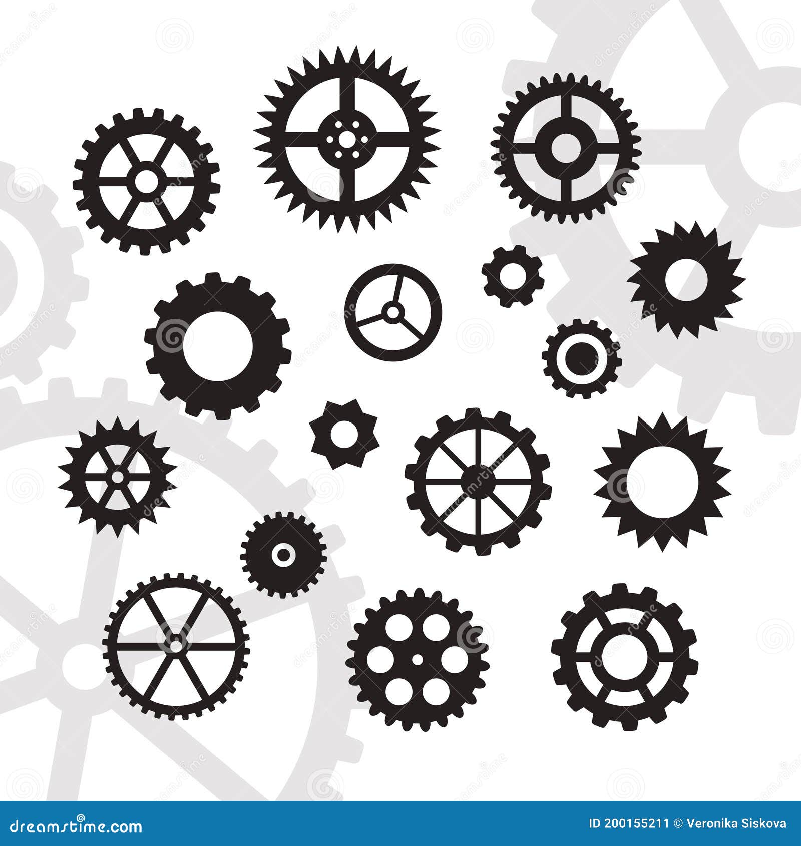 Clock gears icons stock vector. Illustration of mechanism - 200155211