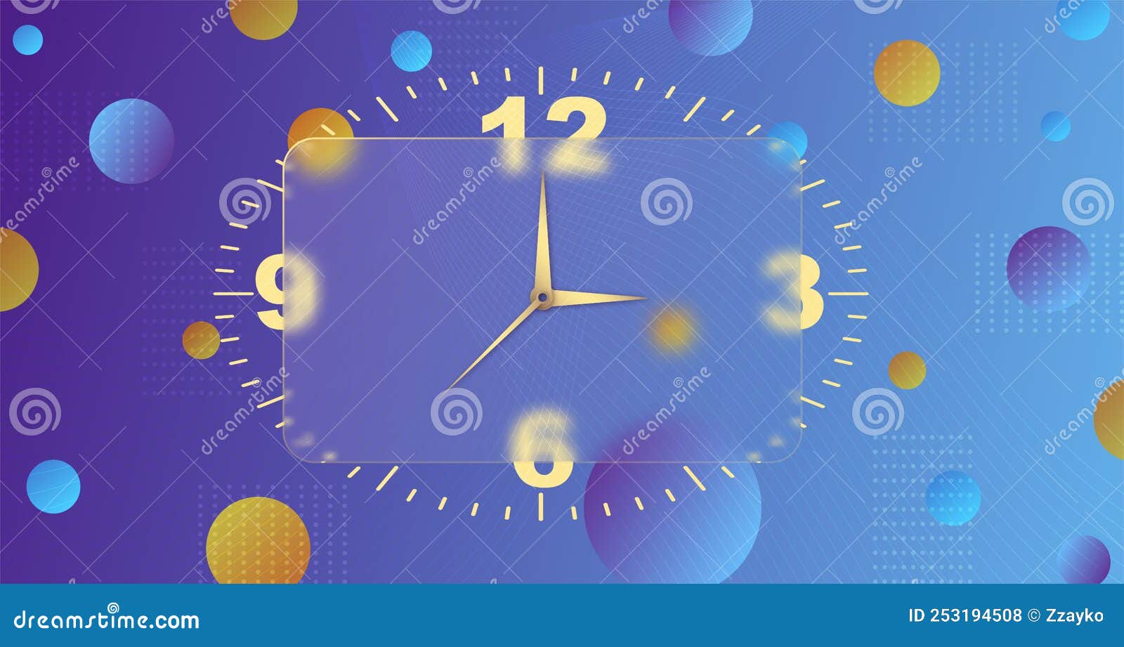 Clock Glassmorphism Effect. Set 3d Style Round Timer Gold Clock Face ...