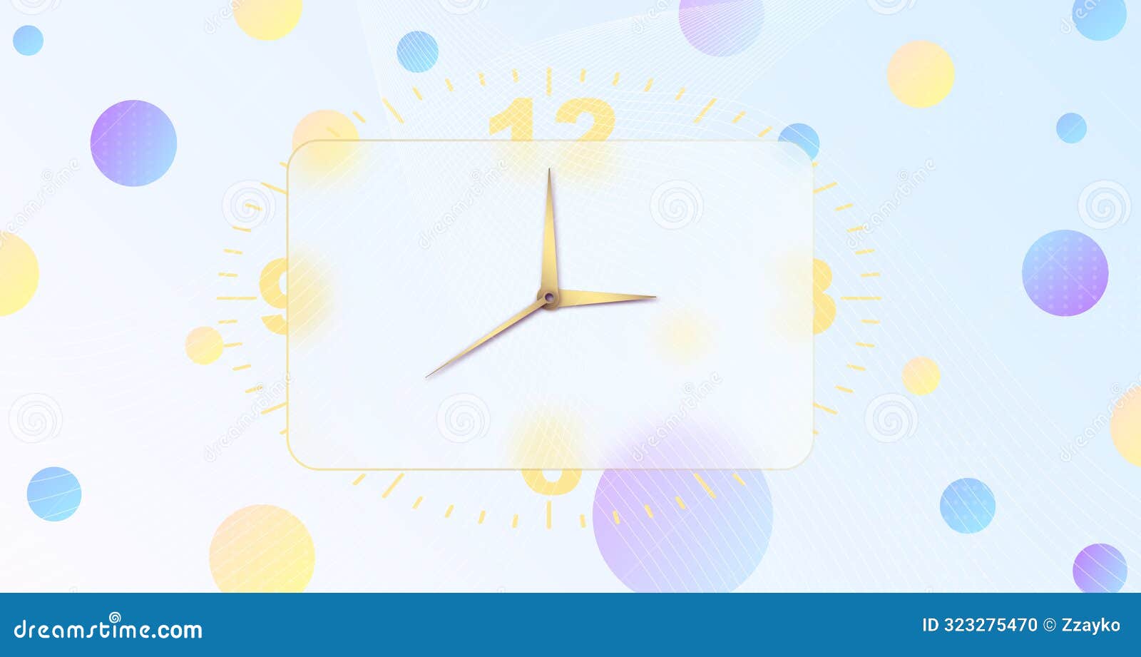 Clock Glassmorphism Effect. 3d Style Rectangle Timer Gold Clock Face ...