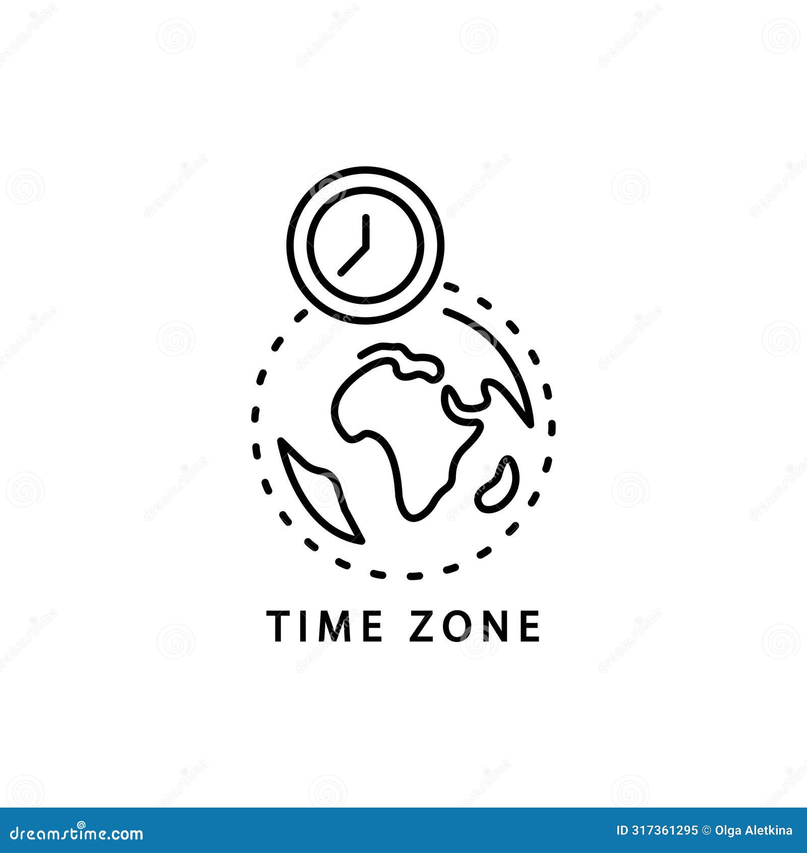 Clock and Globe Outline Icon. Linear Style Sign for Mobile Concept and ...