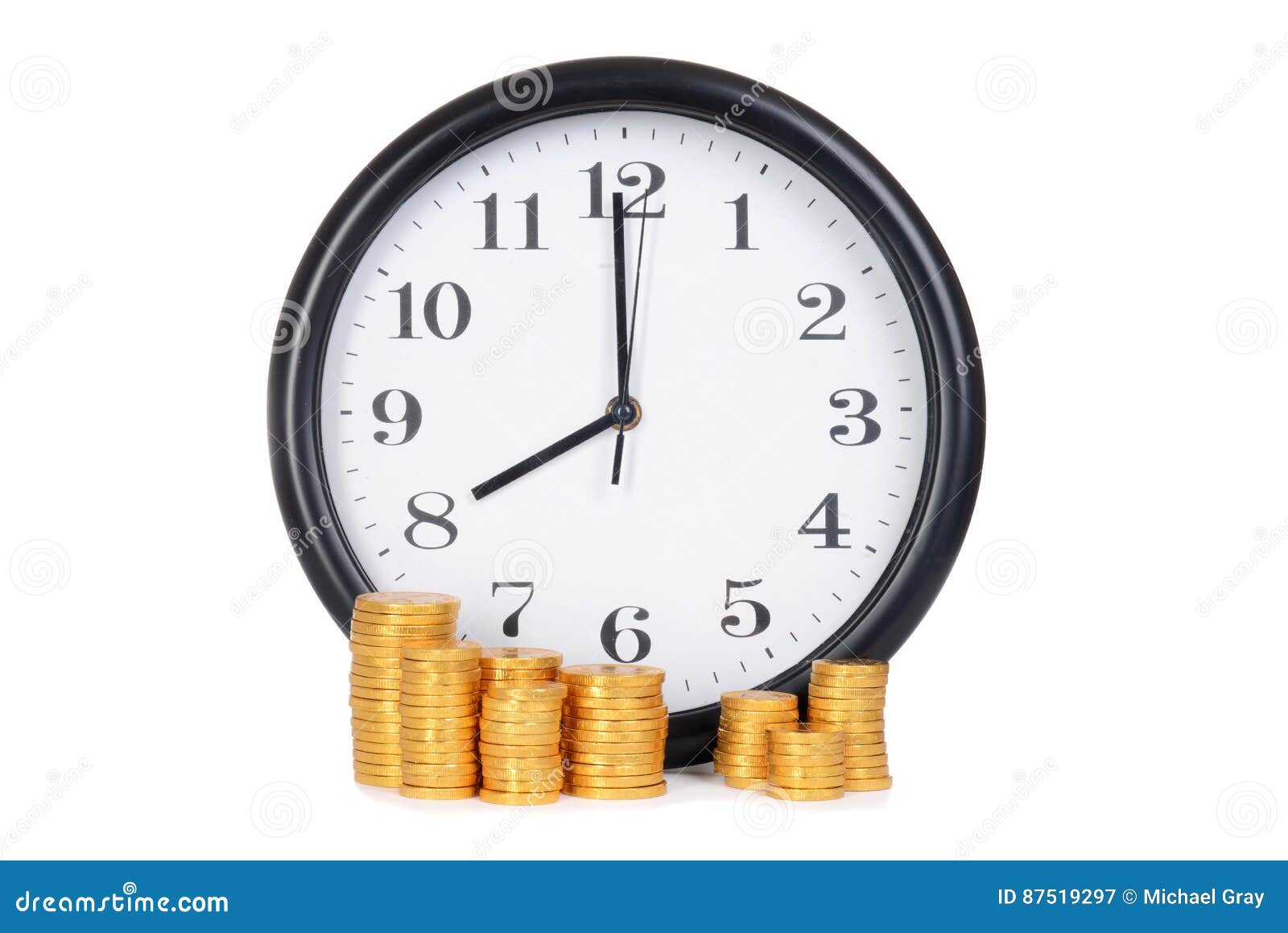 Clock with Gold Coins Time is Money Concept Stock Image - Image of ...