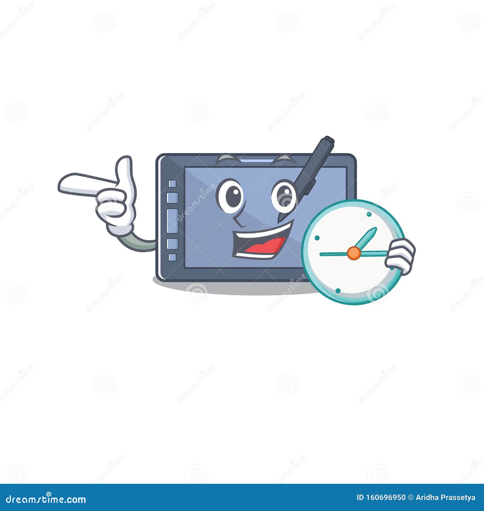 With Clock Graphic Tablet Character with Shape Mascot Stock Vector ...