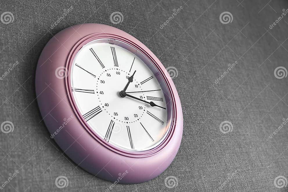 Clock on the gray stock photo. Image of contemporary - 217209098