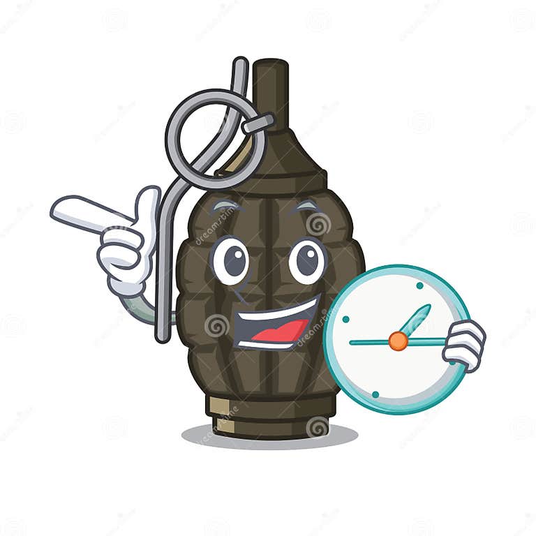 With Clock Grenade in the a Mascot Shape Stock Vector - Illustration of ...
