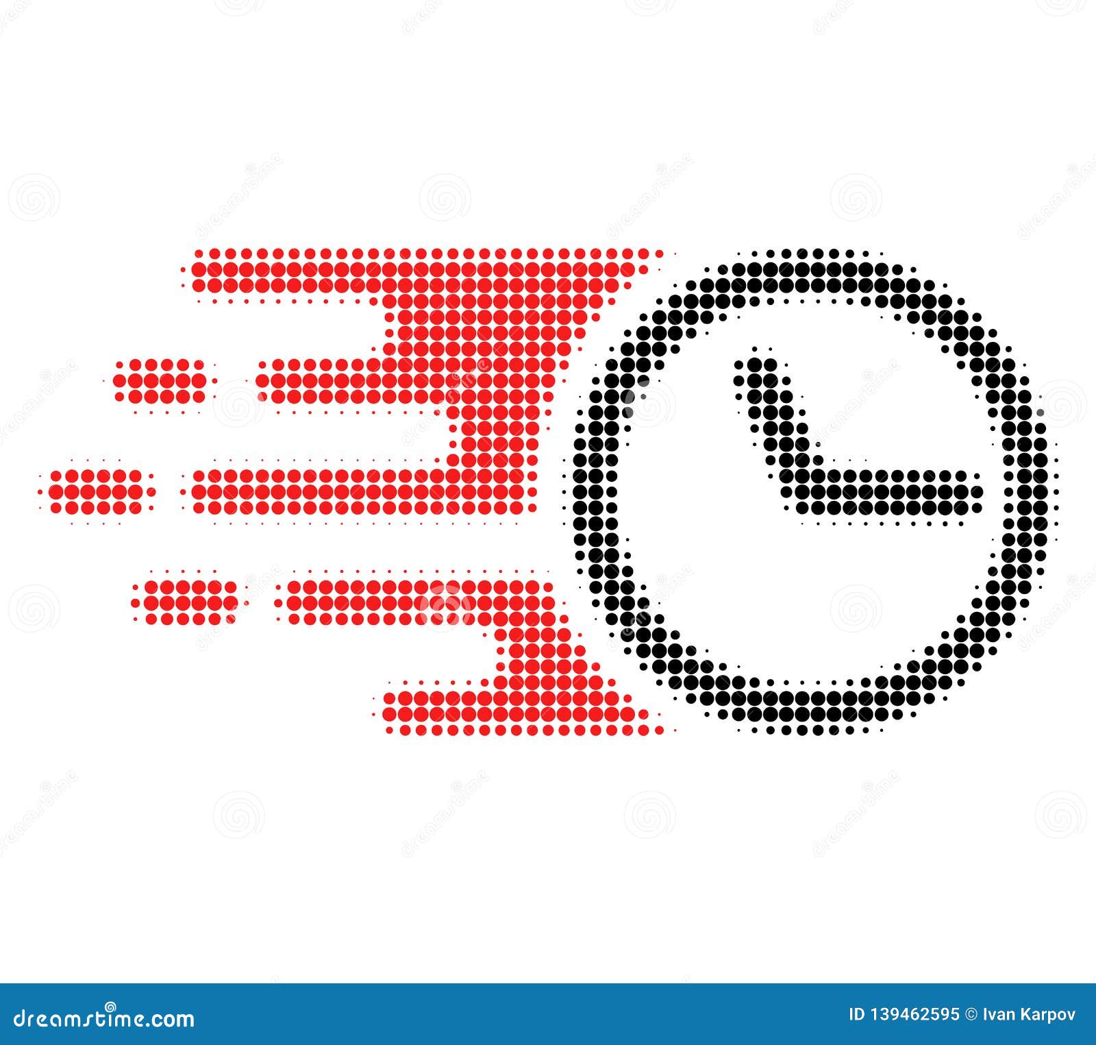 Clock Halftone Dotted Icon with Fast Rush Effect Stock Vector ...