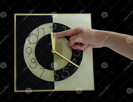 Clock Hand Being Pushed Back Stock Image - Image of hanging, movement ...