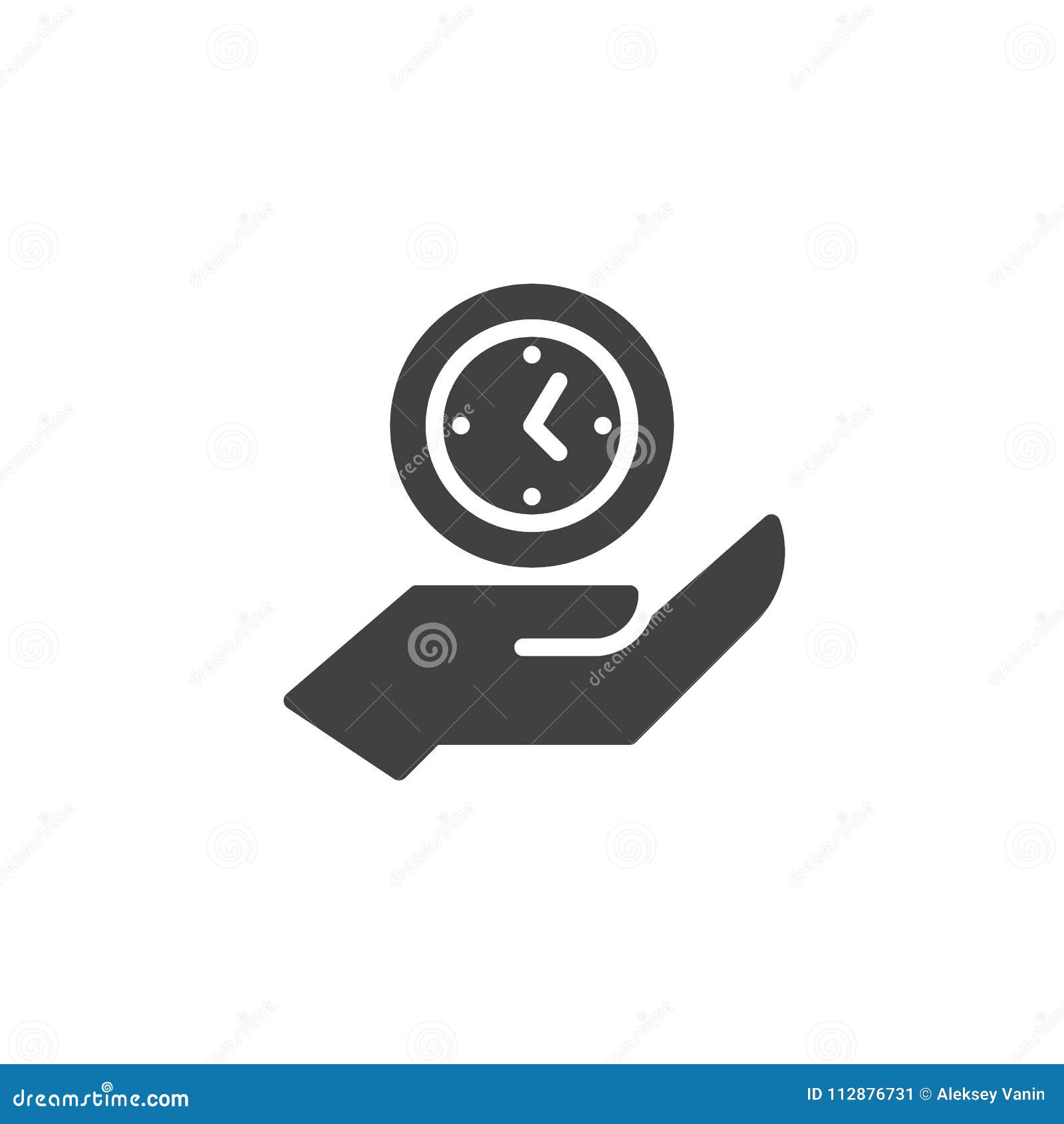 Clock on hand vector icon stock vector. Illustration of glyph - 112876731