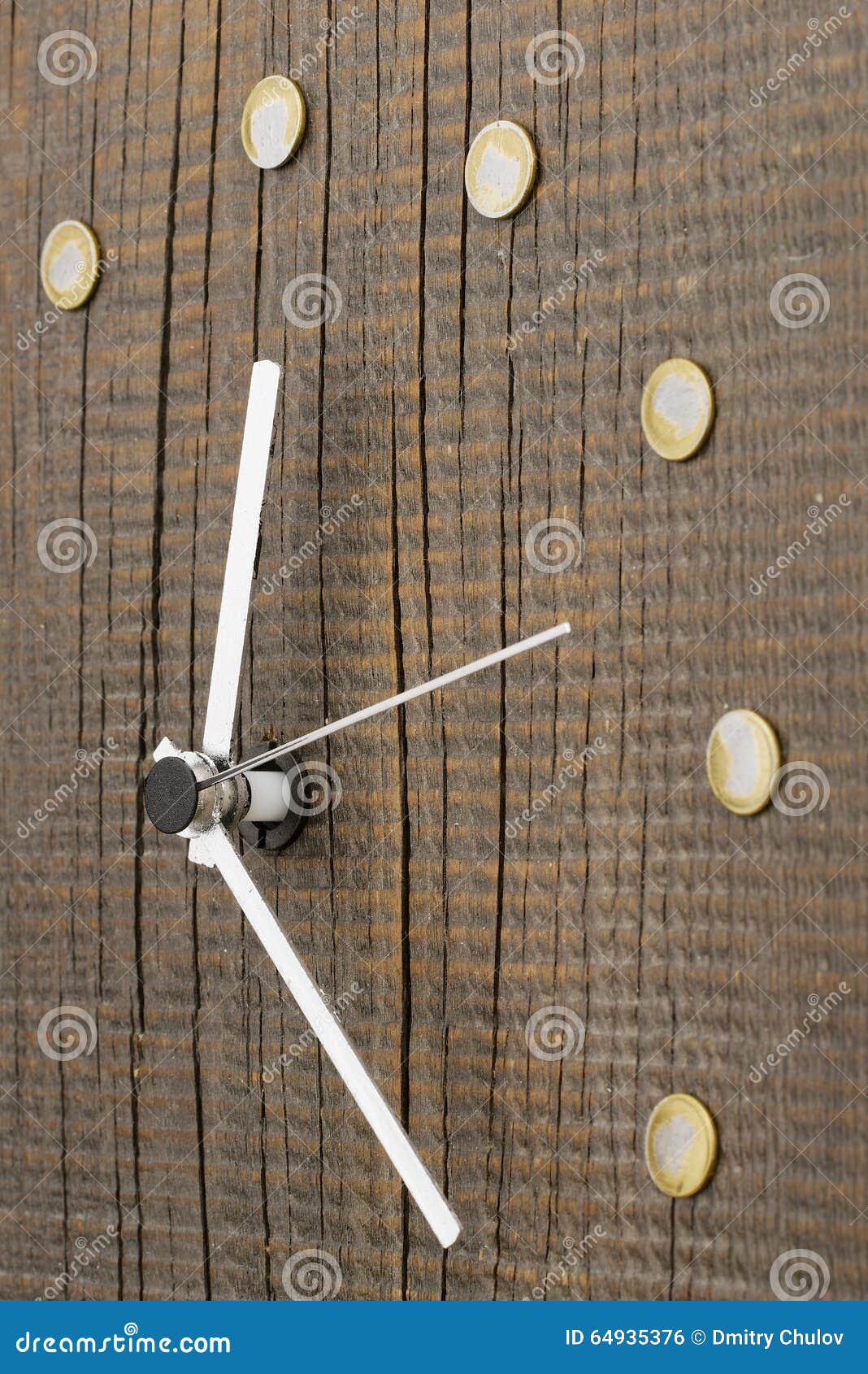 Clock Hands with an Aged Wooden Surface Dial, Closeup. Stock Photo ... Clock Hands with an Aged Wooden Surface Dial, Closeup. Stock Photo ...
