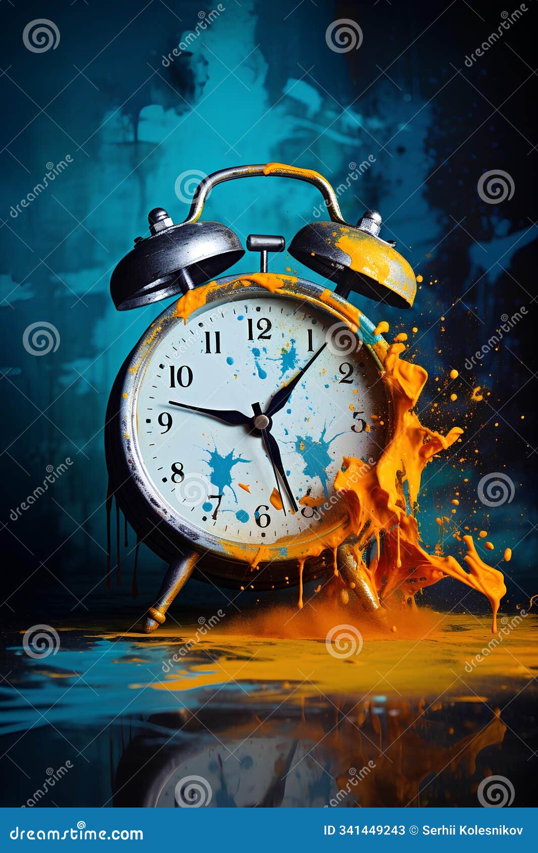 Clock with Hands with Bright Paint. Fabulous Multi-colored Alarm Clock ...