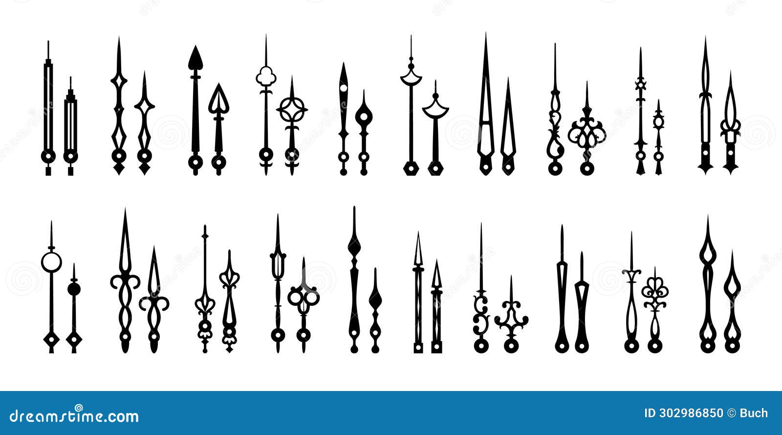 Clock Hands, Isolated Watch Arrows, Time Pointers Stock Vector ...