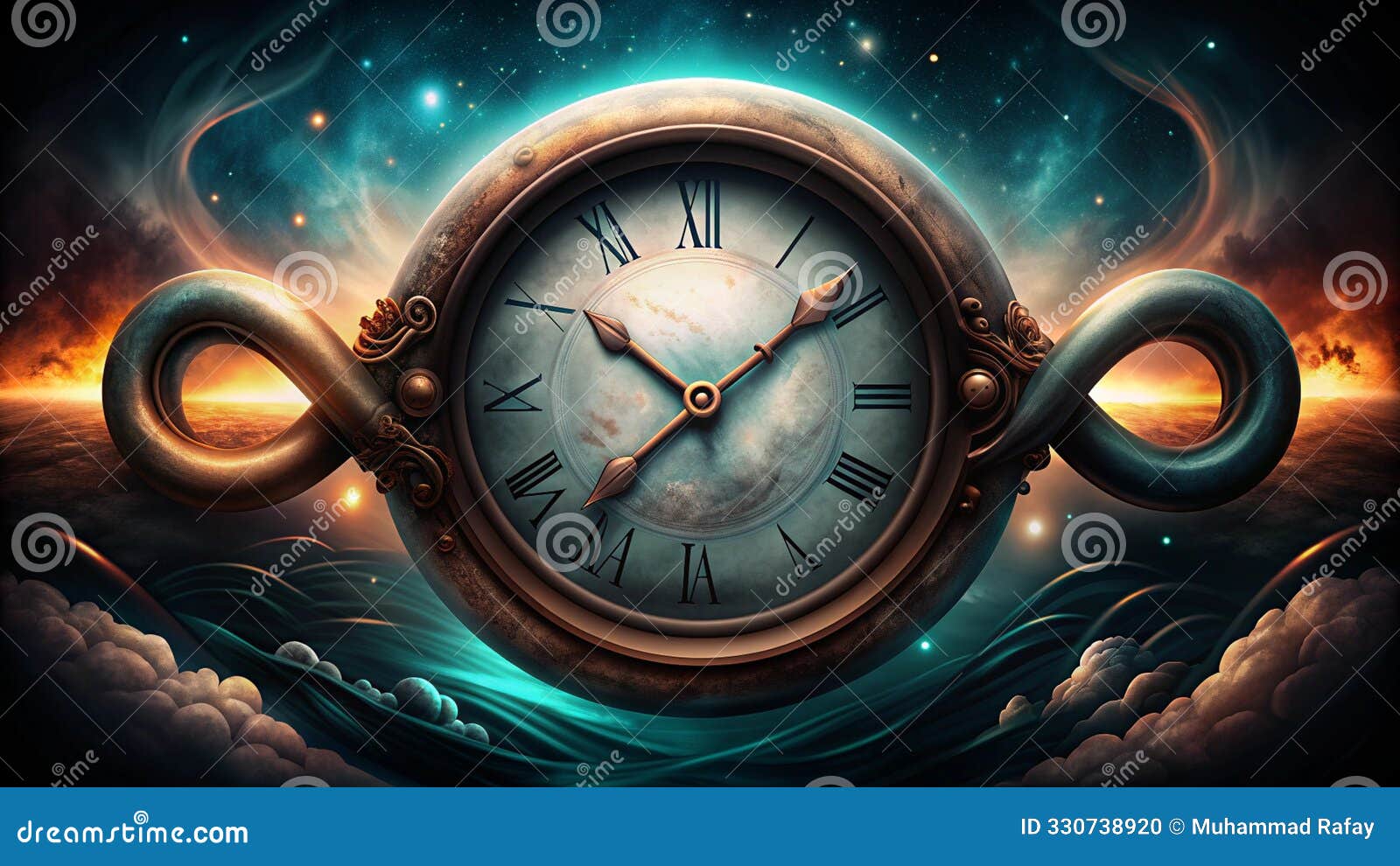 Clock Hands Reaching into Infinity, Time Concept Stock Photo - Image of ...