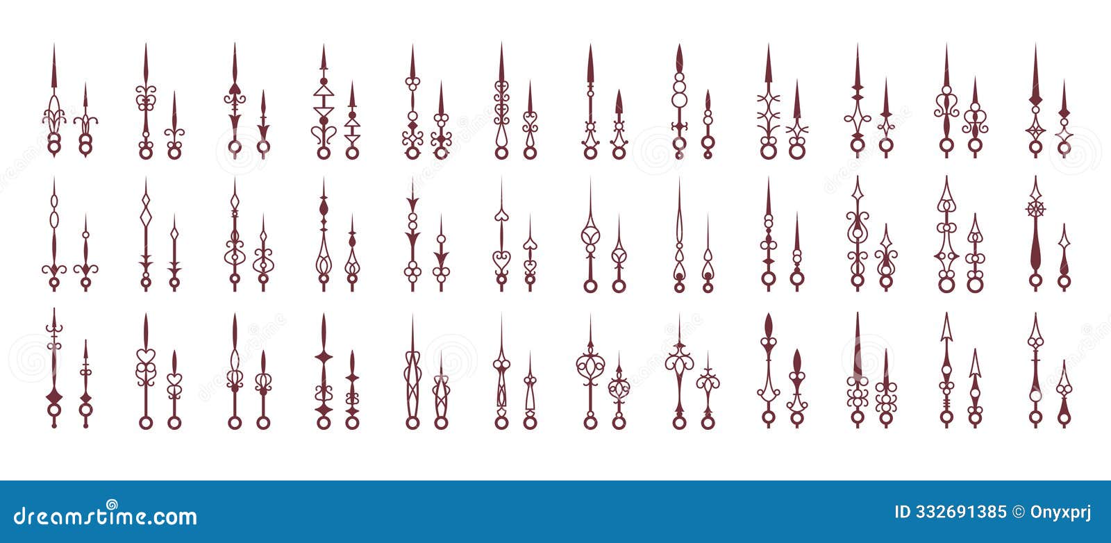 Clock Hands. Retro Decorative Arrows Pointers Antique Clock Hands Collection Recent Vector ...