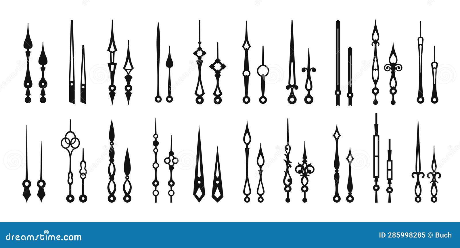 Clock Hands, Time Black Pointers, Watch Arrows Stock Vector - Illustration of isolated, icon ...