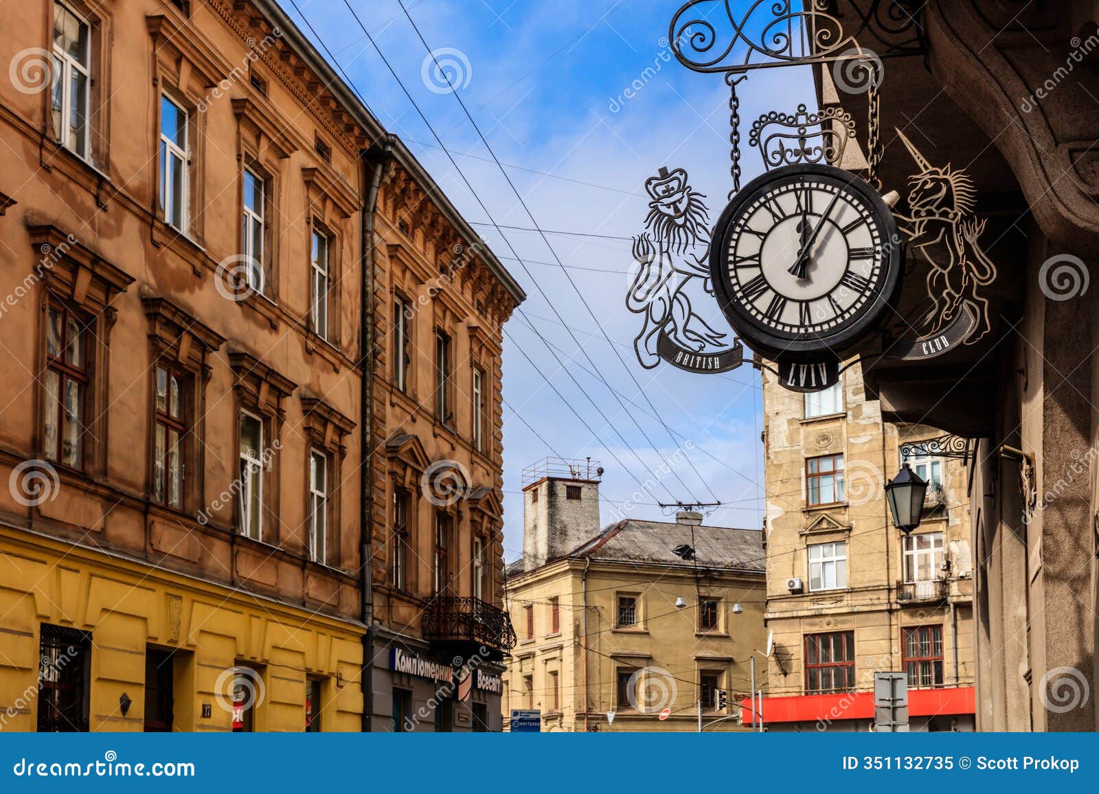 Clock Is Hanging On The Steel Arch Roof Structure At Train Station ...