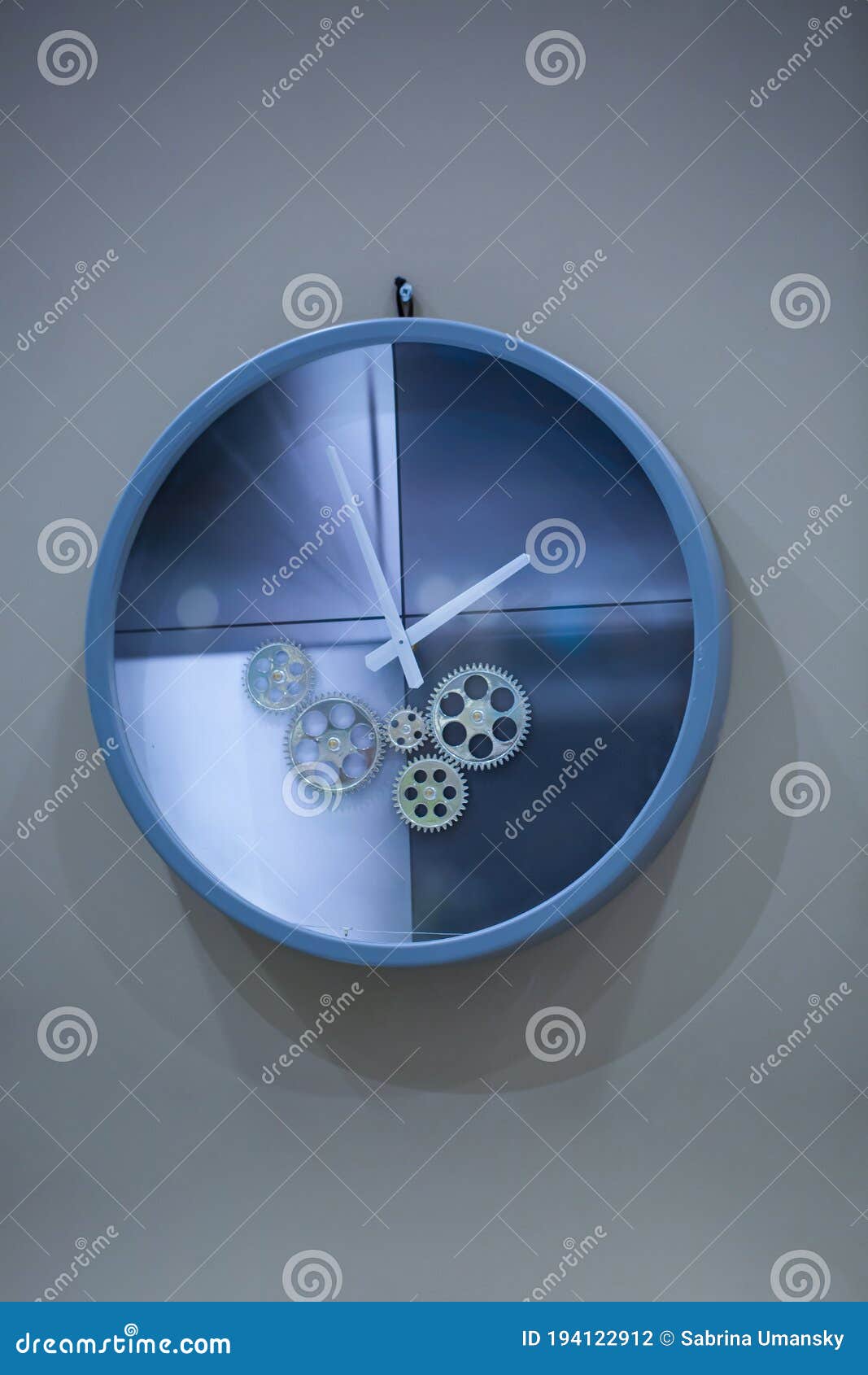 Clock Hanging on Color Wall Stock Photo - Image of evening, comfortable ...