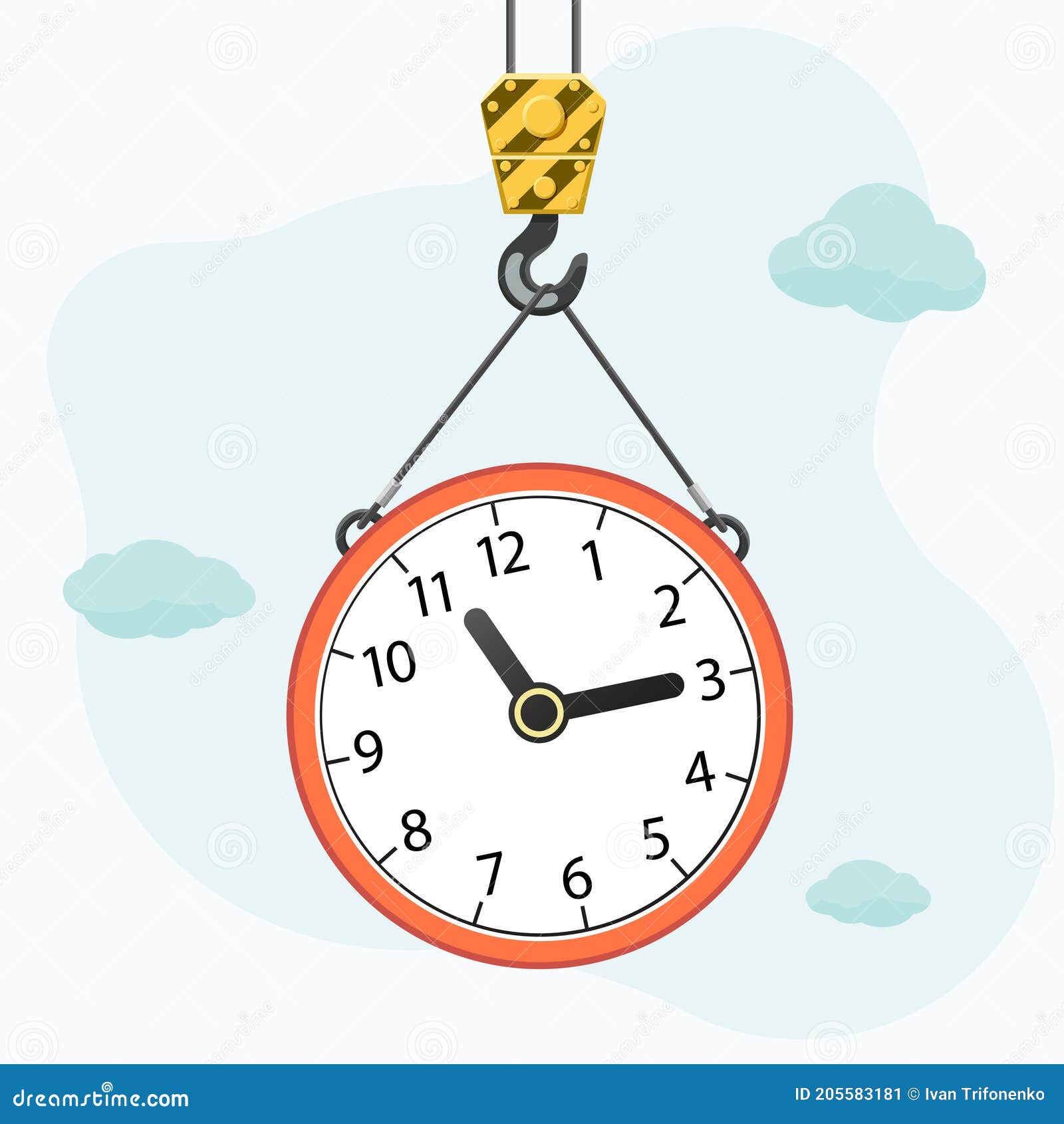 Clock Hanging on a Crane. Time Management Concept Stock Vector ...