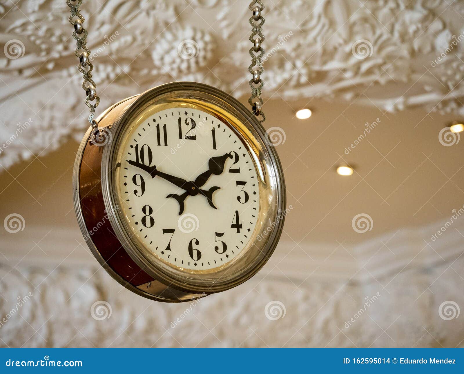 Clock Hanging on Two Chains Stock Photo - Image of time, retro: 162595014