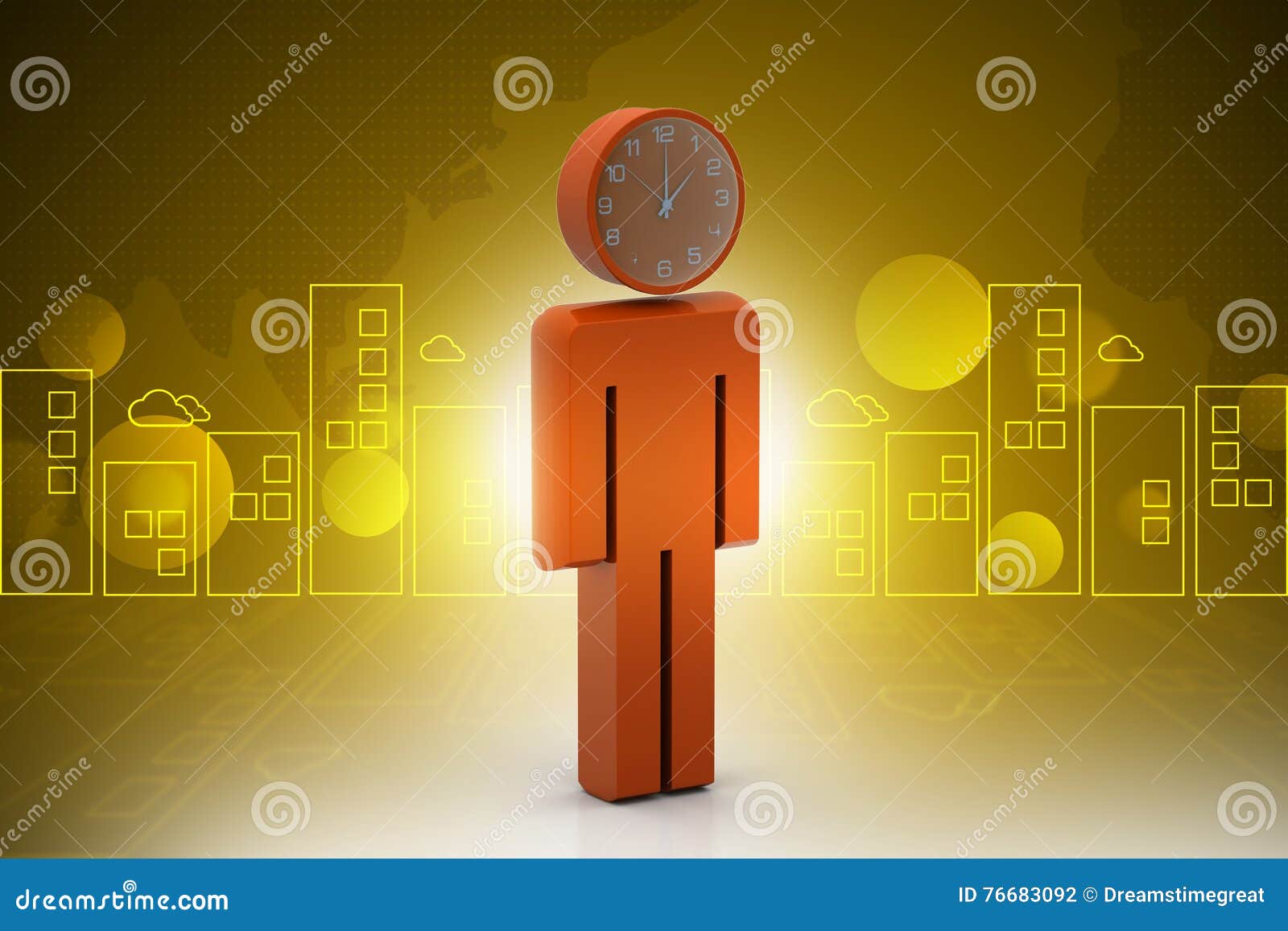 Clock head man stock illustration. Illustration of minute - 76683092