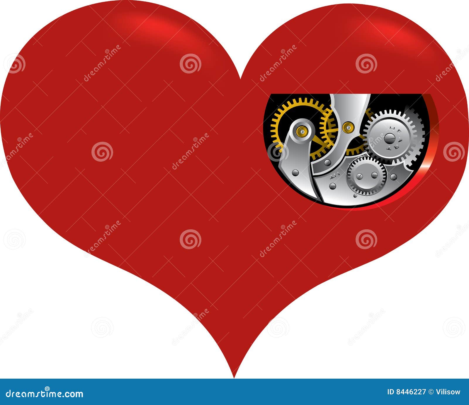 Clock heart stock vector. Illustration of gold, inside - 8446227