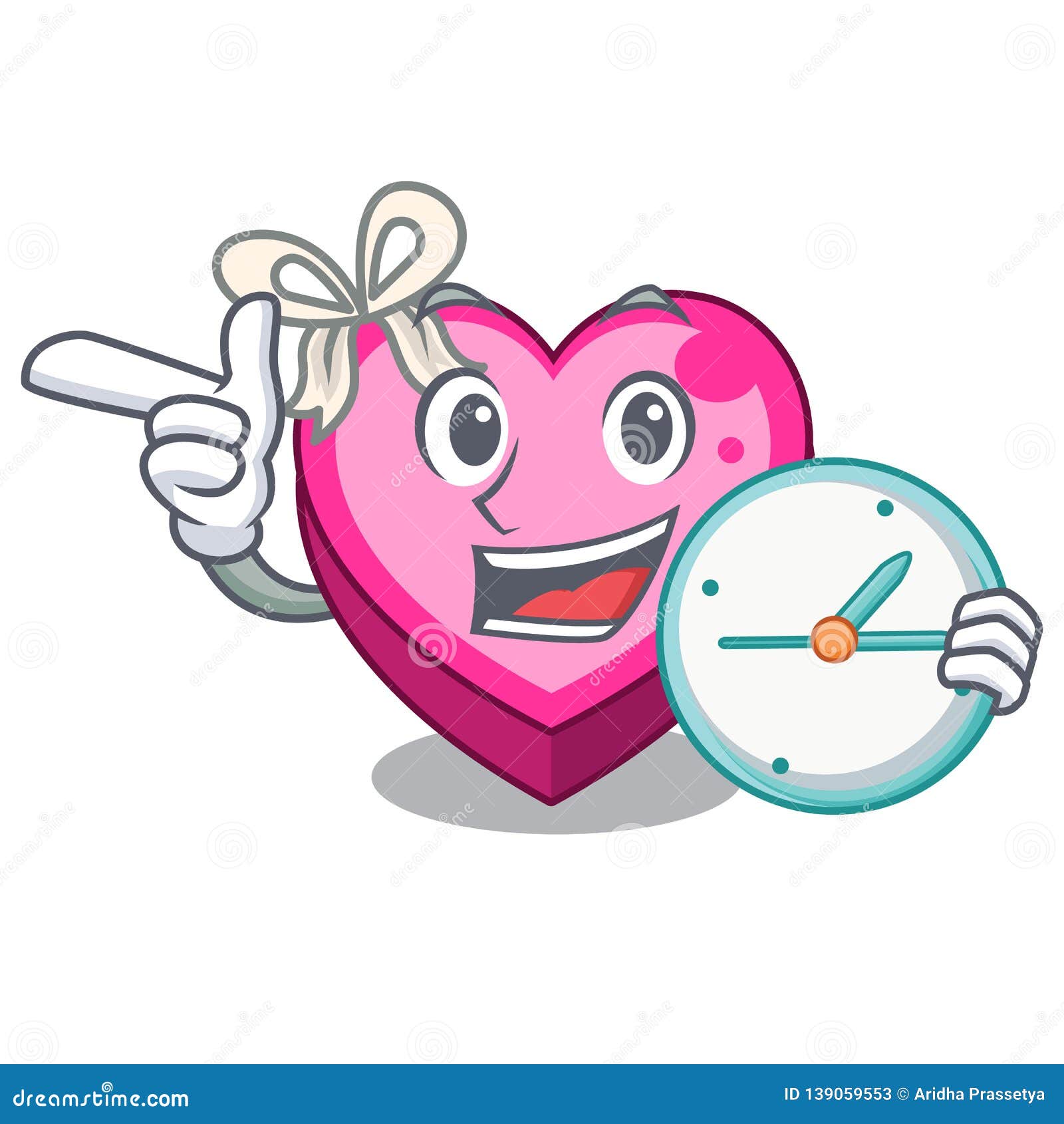 With Clock Heart Box Isolated in the Character Stock Vector ...